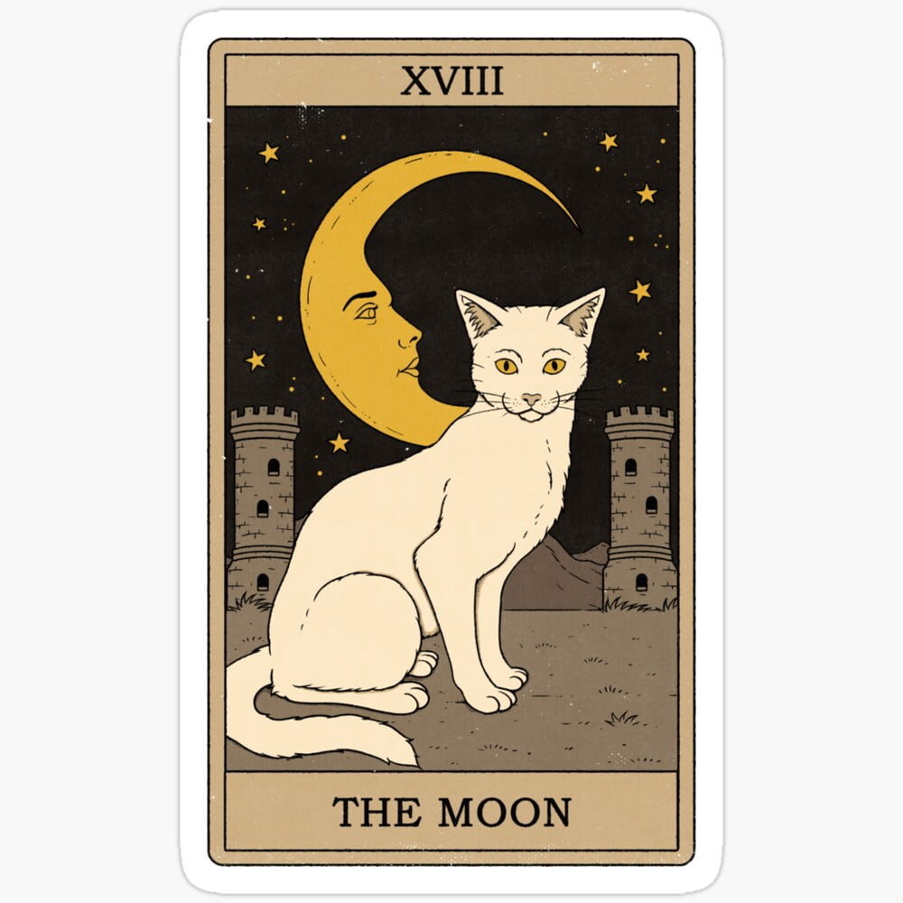 Kira Sticker With The Moon- Cats Tarot Glossy Decorative Laptop, Phone ...