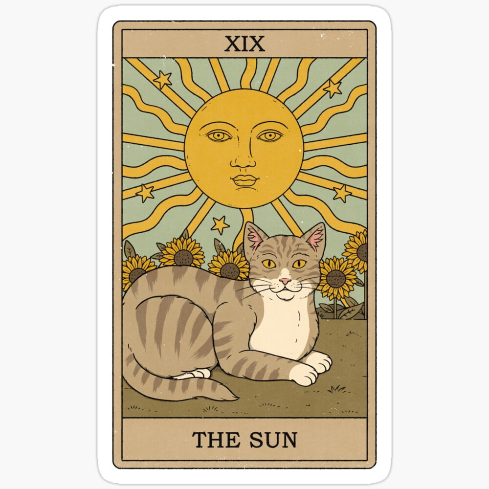 Kira Sticker With The Sun - Cats Tarot Decorative Laptop, Phone ...