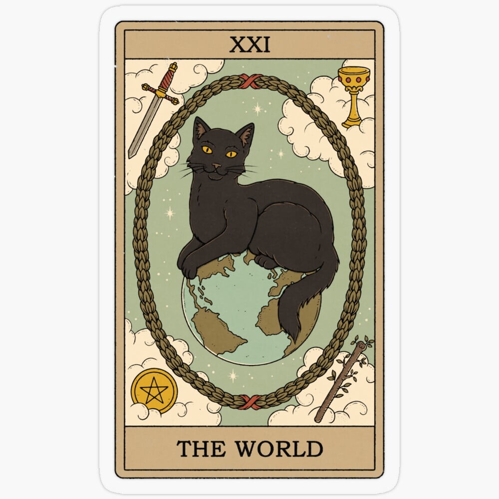 Kira Sticker With The World- Cats Tarot Decorative Laptop, Phone ...