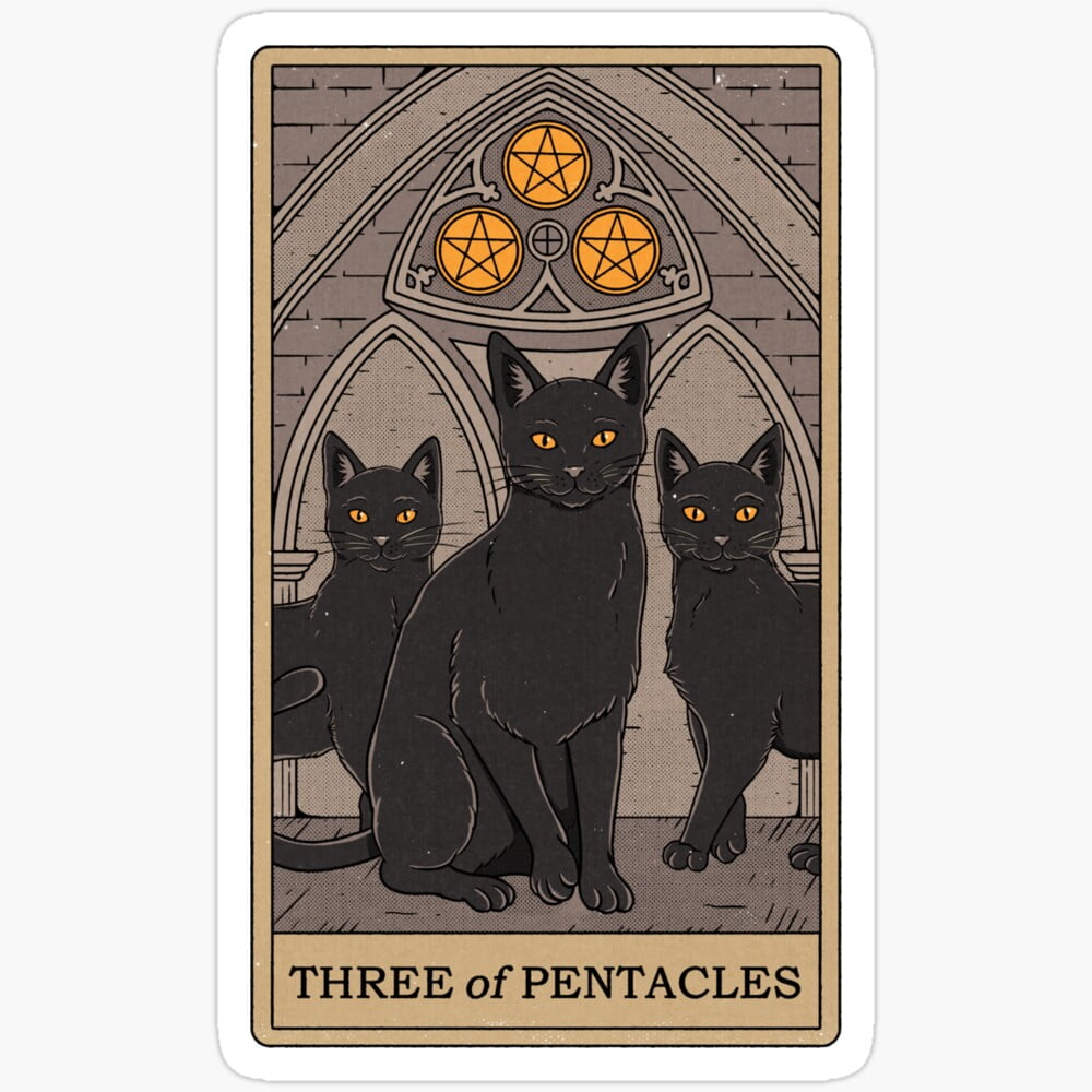 Kira Sticker With Three Of Pentacles Decorative Laptop, Phone Stickers ...