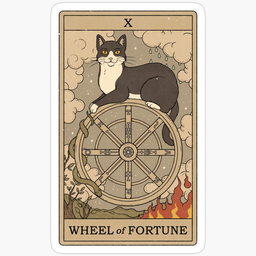Kira Sticker With Wheel Of Fortune - Cats Tarot Decorative Laptop ...