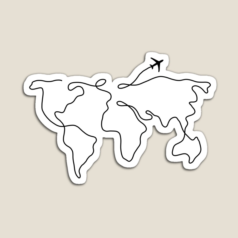 Kira Sticker With World Map Line Art Sticker Decorative Laptop, Phone ...