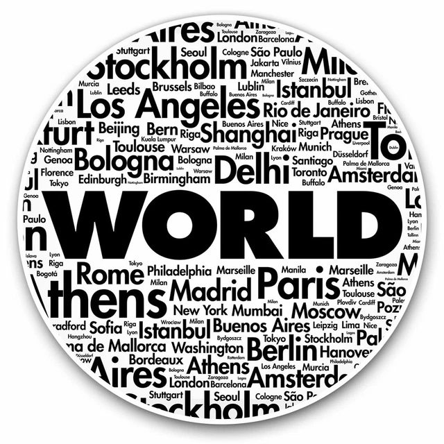 Kira Sticker With World Famous Cities Geography Cool Gift Decorative ...