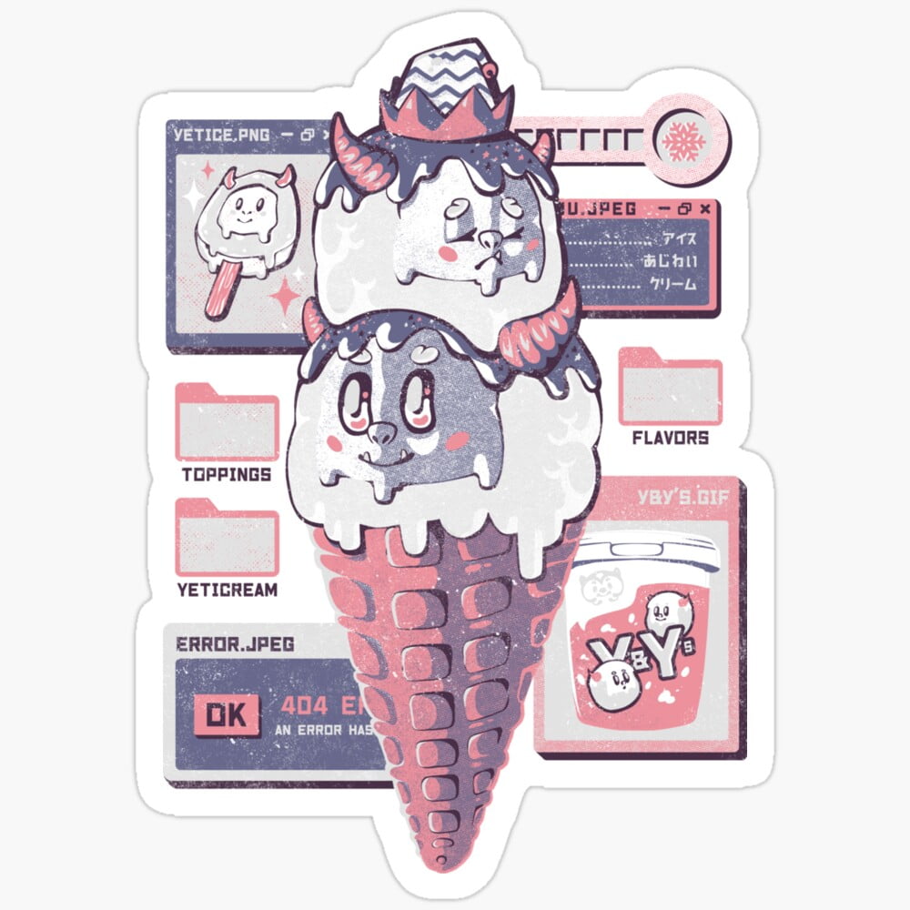 Kira Sticker With Yetice Cream - Cute Geek Ice Cream Yeti Snowman Gift ...