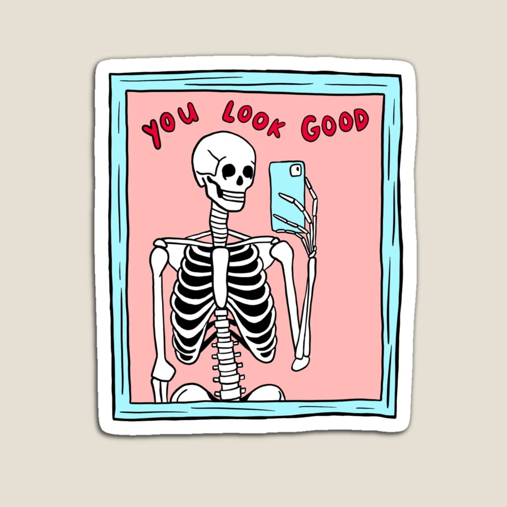 Kira Sticker With You Look Good Skeleton Mirror Selfie Sticker ...