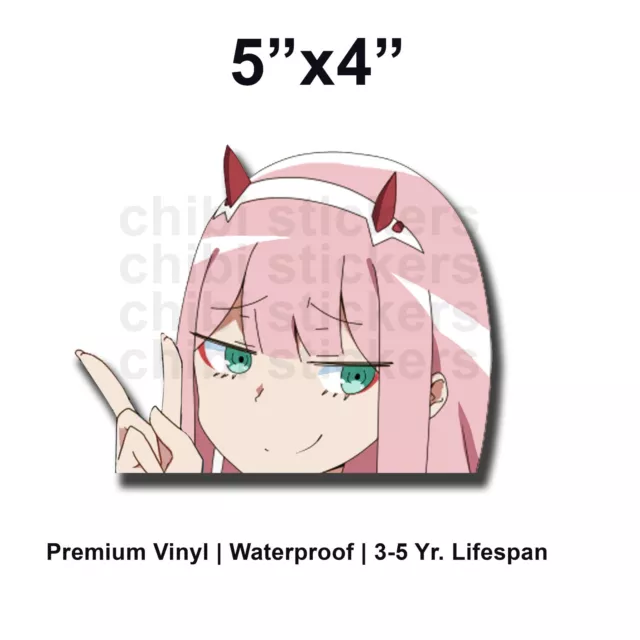 Kira Sticker With Zero Two Vinyl Waterproof Decal Anime Girl Peace Sign ...