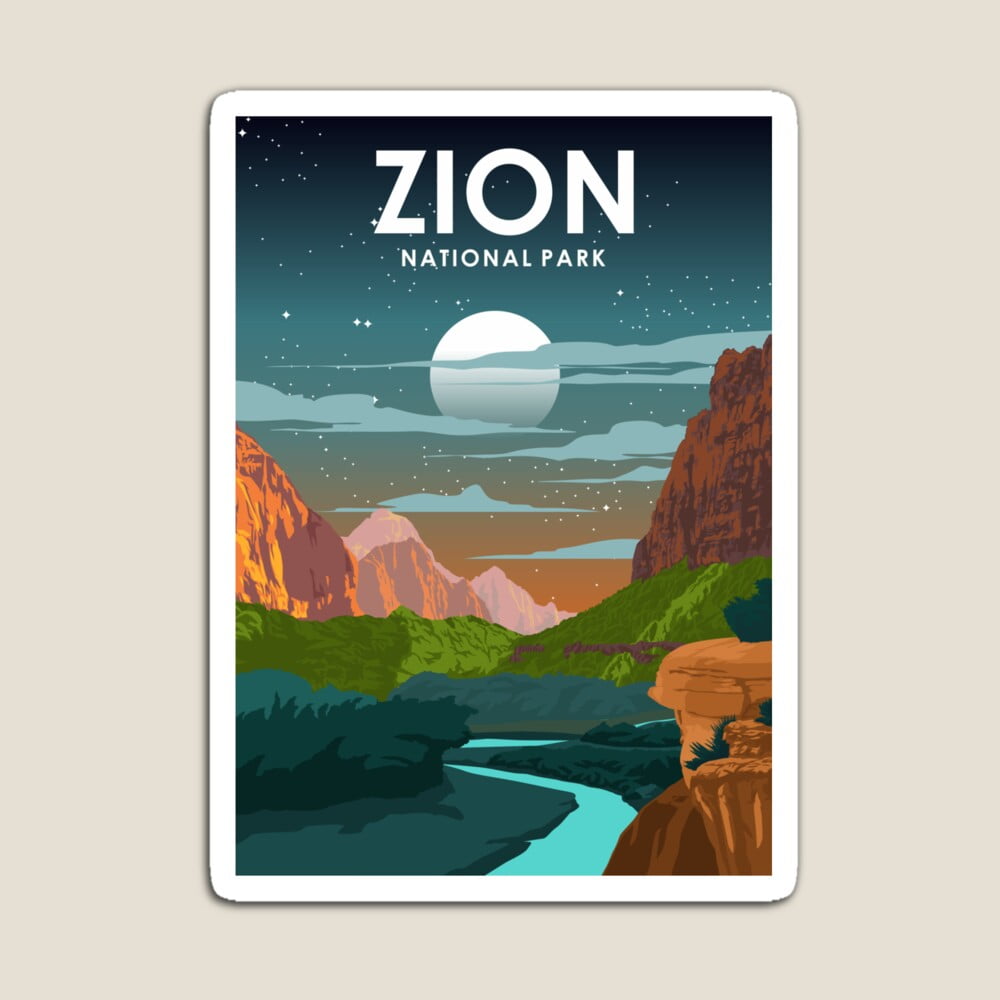 Kira Sticker With Zion National Park Night Sky Stars Vintage Travel ...