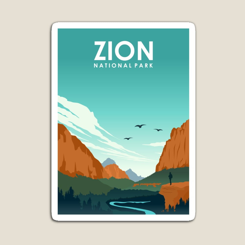 Kira Sticker With Zion National Park Vintage Minimal Retro Utah Travel ...