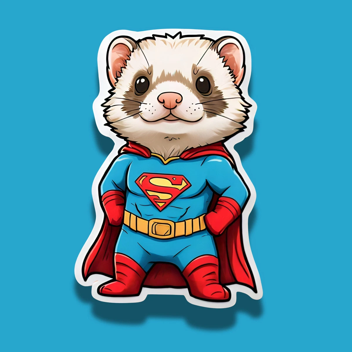 Kira Super Ferret Superhero Funny Hero Weasel Vinyl Laminated Sticker ...