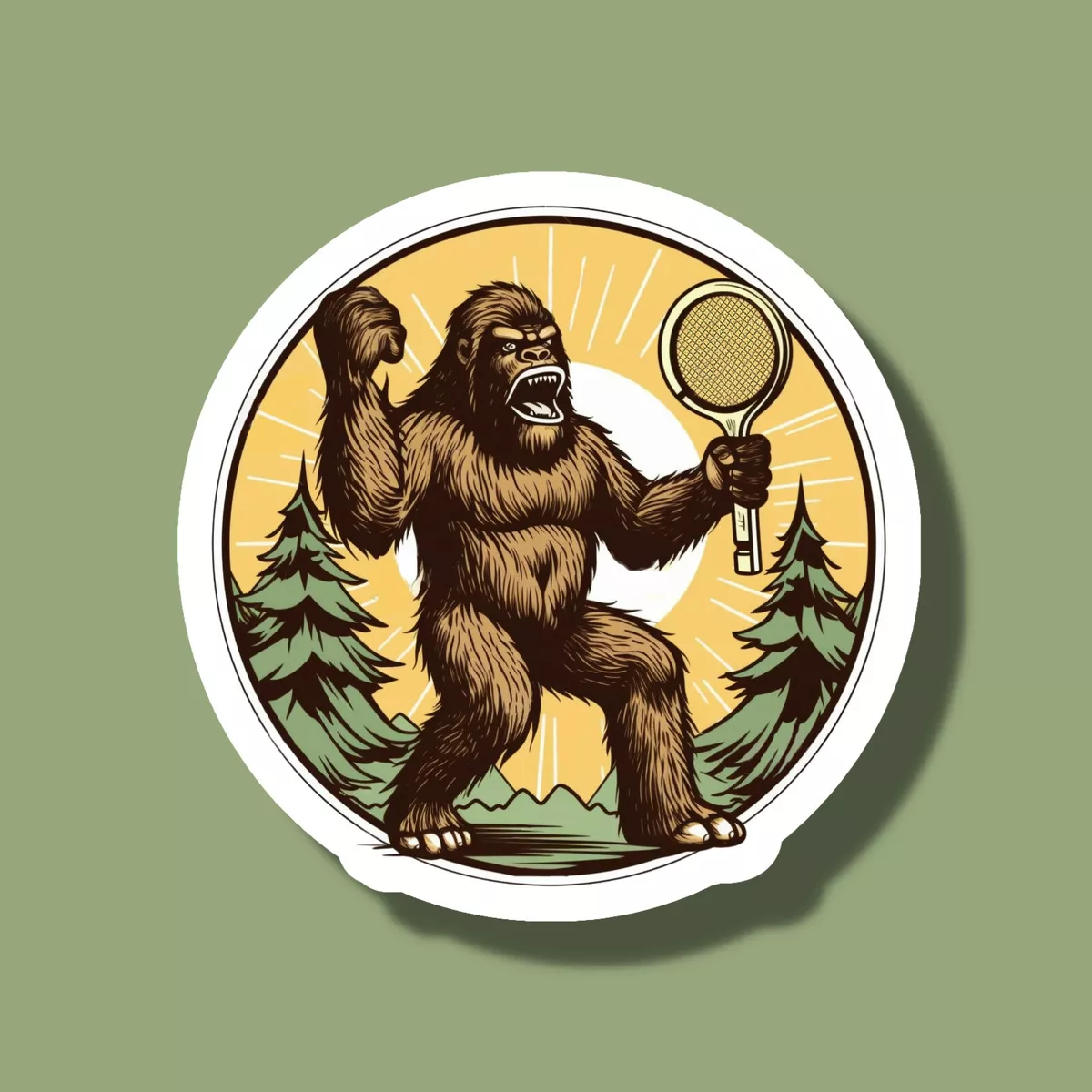 Kira Tennis Bigfoot Sasquatch Cryptid Funny Sport Vinyl Sticker ...
