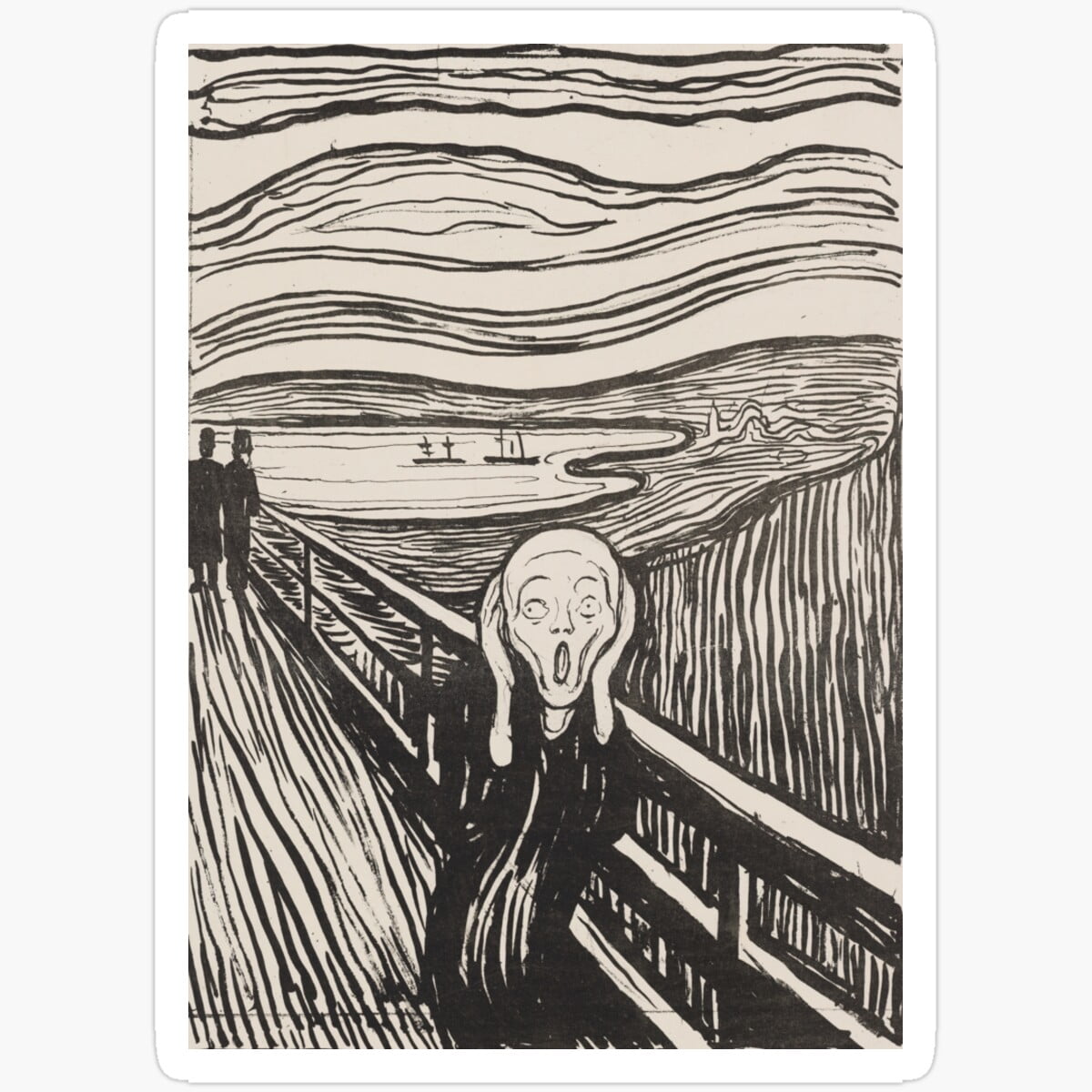 Kira The Scream Lithograph by Edvard Munch, 1895 Sticker Waterproof ...