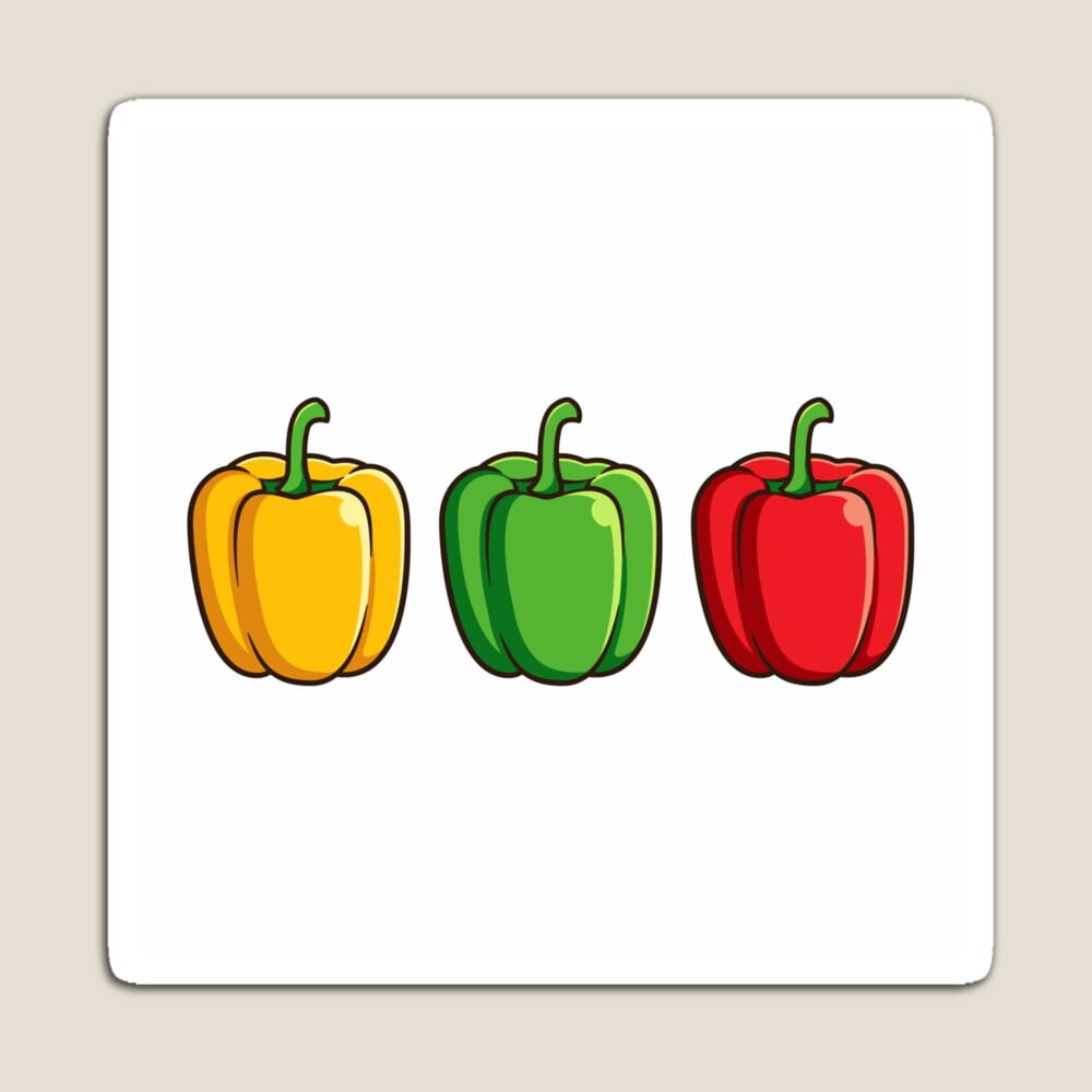 Kira - Three Colorful Bell Peppers On White Sticker - 7073 Hot Trending ...