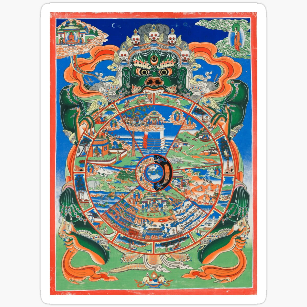 Kira Tibetan Wheel of Life Sticker Waterproof Sticker for Water Bottles ...