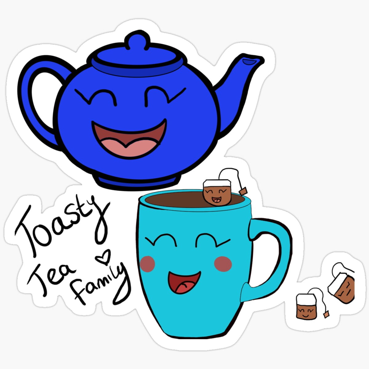 Kira Toasty Tea Family Sticker Waterproof Sticker for Water Bottles ...