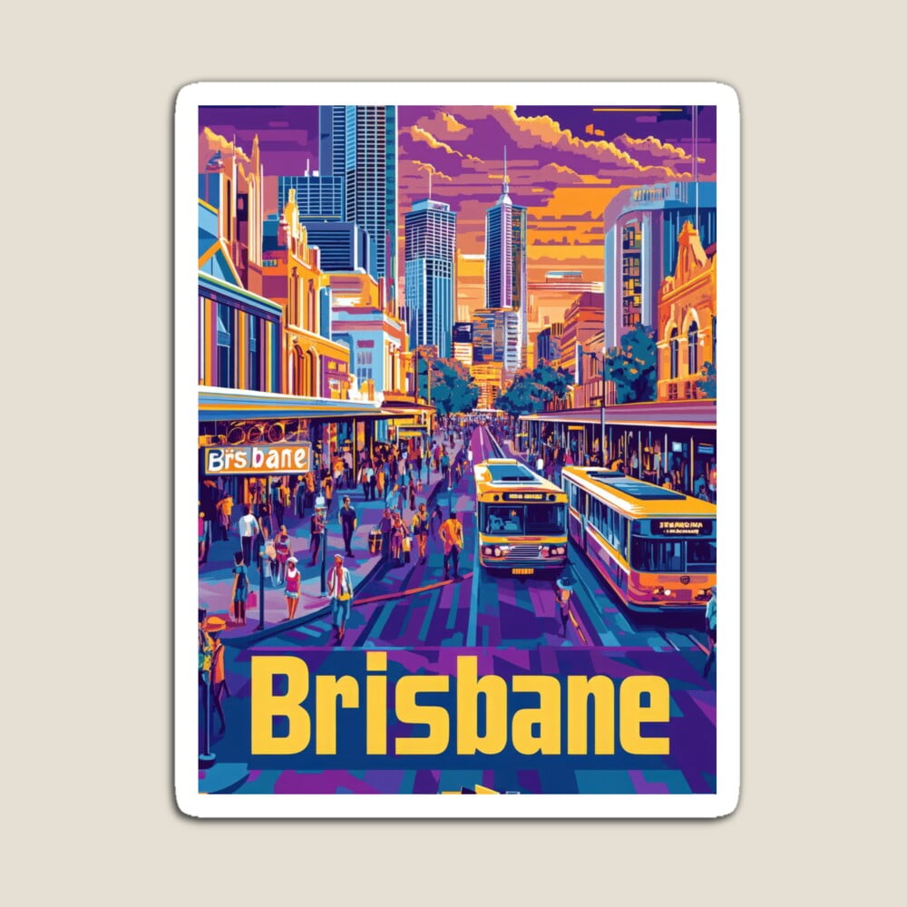 Kira - The Travel Poster Showcases Brisbanes Lively Streets Filled With ...