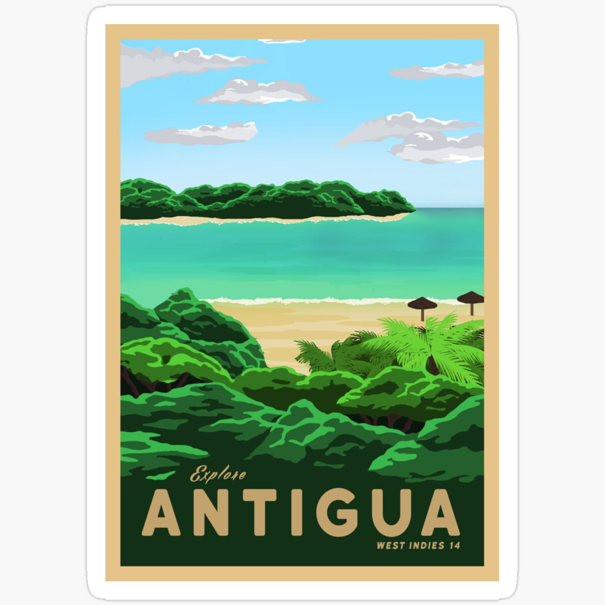 Kira Travel to Antigua Sticker Waterproof Sticker for Water Bottles ...