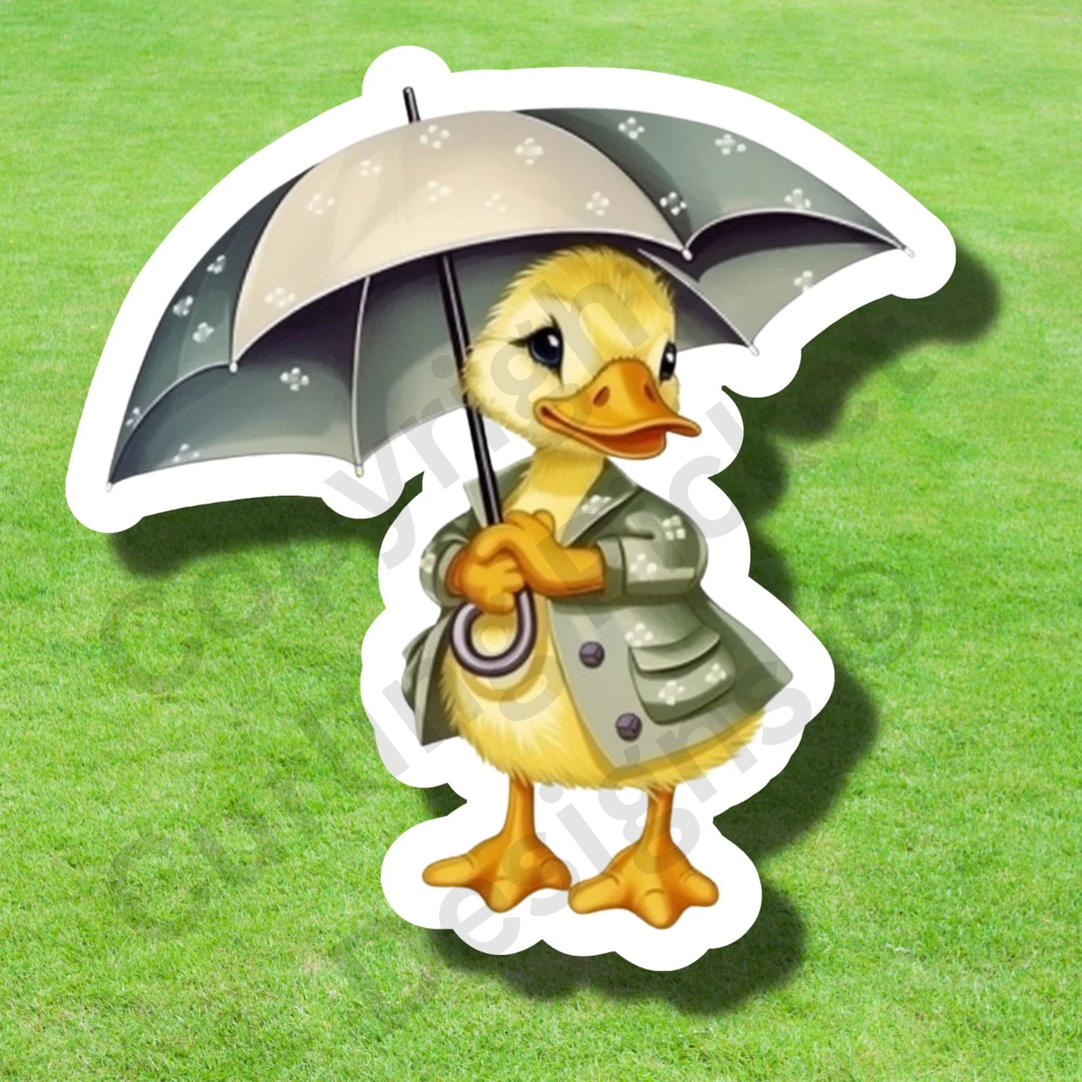 Kira Umbrella Duck Raincoat Cute Funny Rainy Day Adorable Vinyl Sticker ...