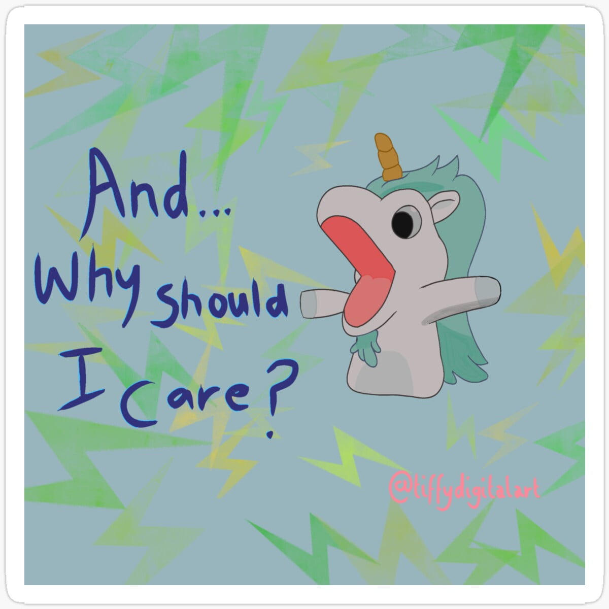 Kira Unicorn blue dog Sticker Waterproof Sticker for Water Bottles ...