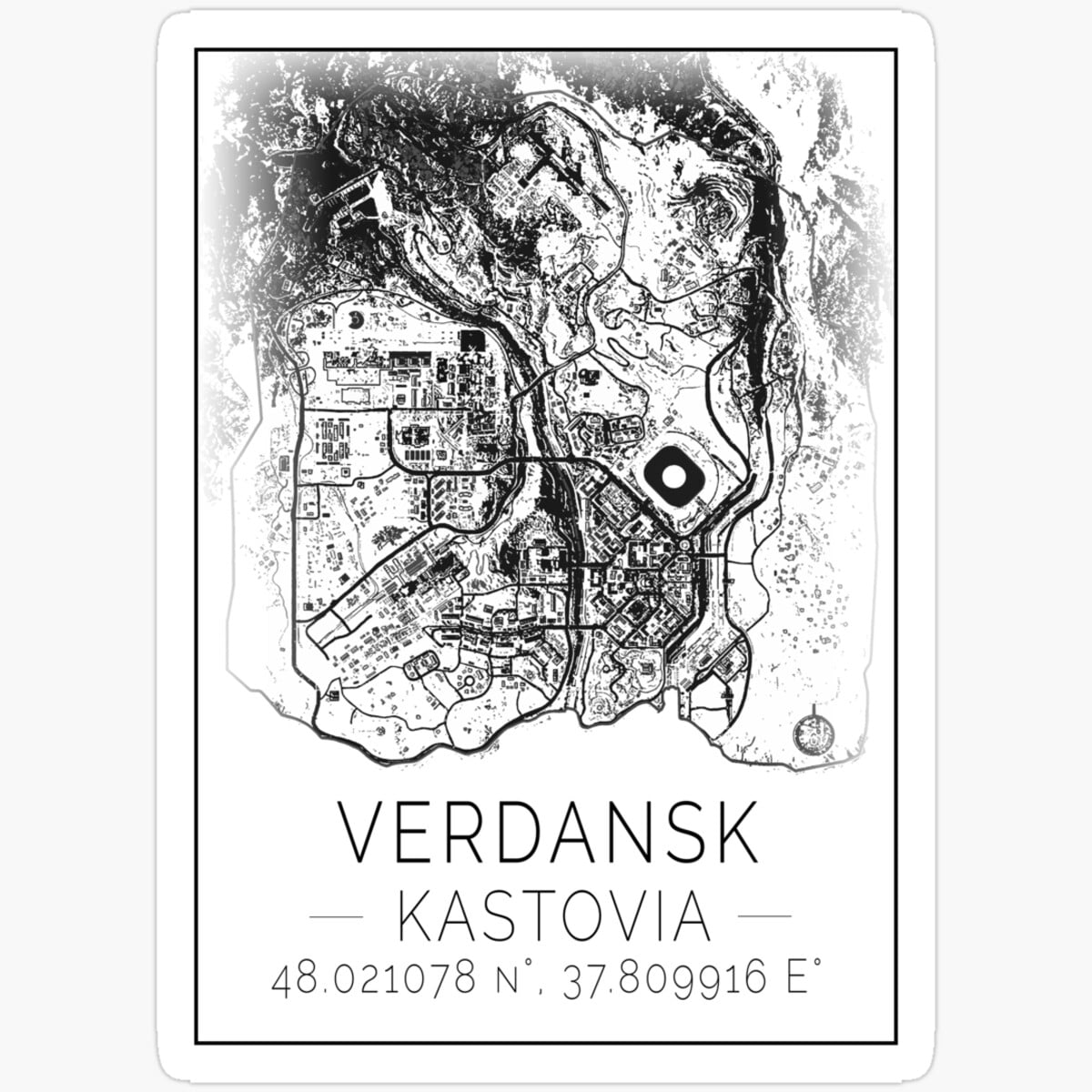 Kira Verdansk Map Poster Glossy Sticker Waterproof Sticker for Water ...