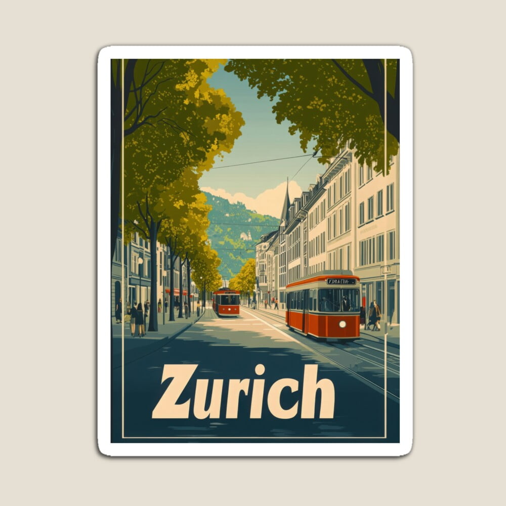 Kira - This Vibrant Travel Poster Showcases Zurichs Classic ...