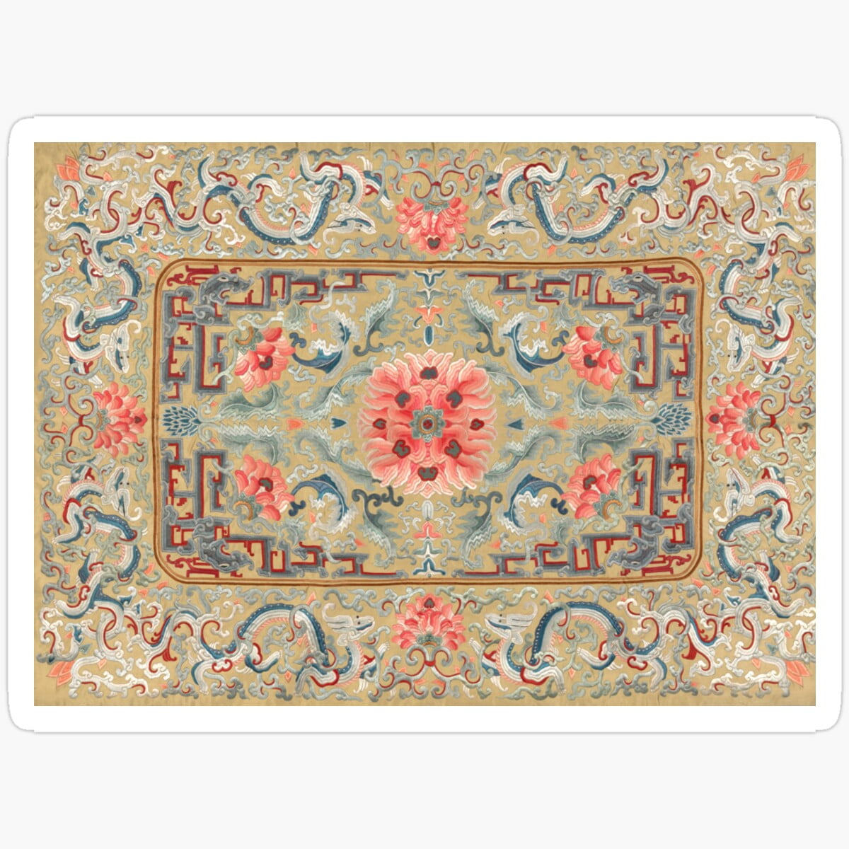 Kira Vintage Chinese Embroidered Silk Textile Sticker Waterproof ...