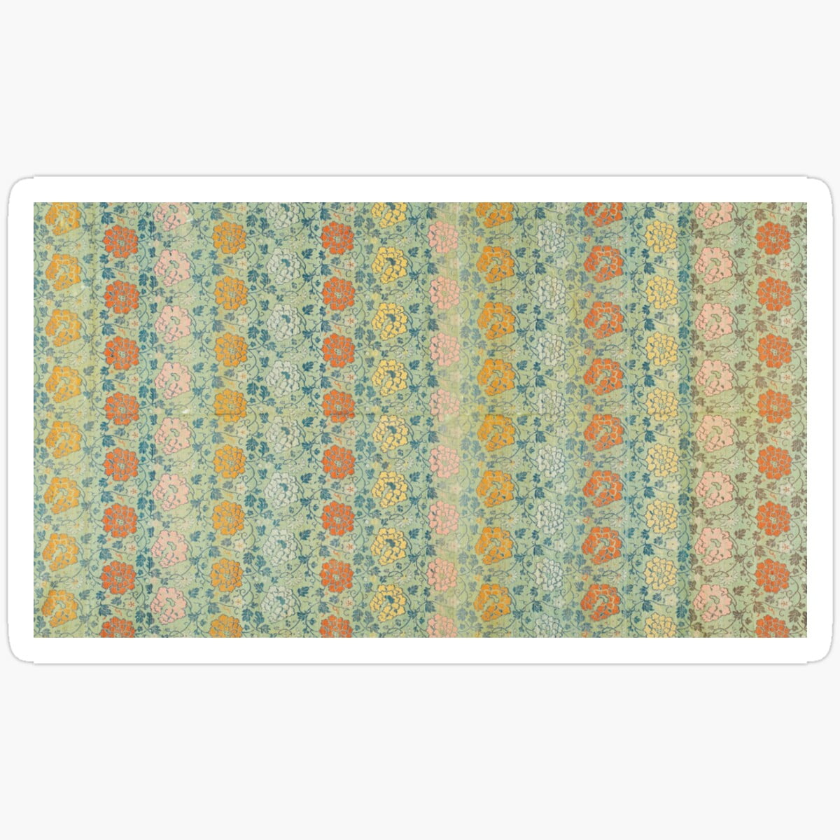 Kira Vintage Japanese Peony Flower Textile Pattern Sticker Waterproof ...