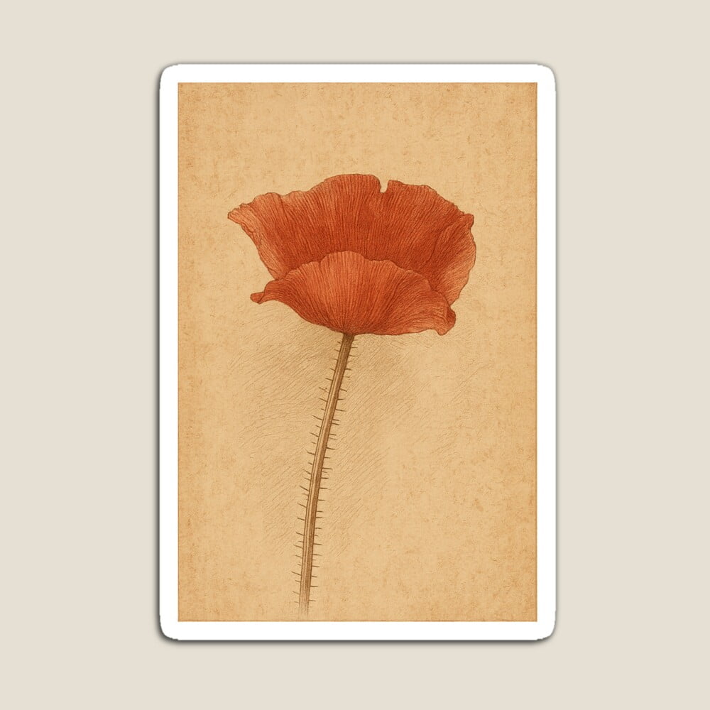 Kira - Vintage Red Poppy Botanical Illustration - Ai Enhanced From ...