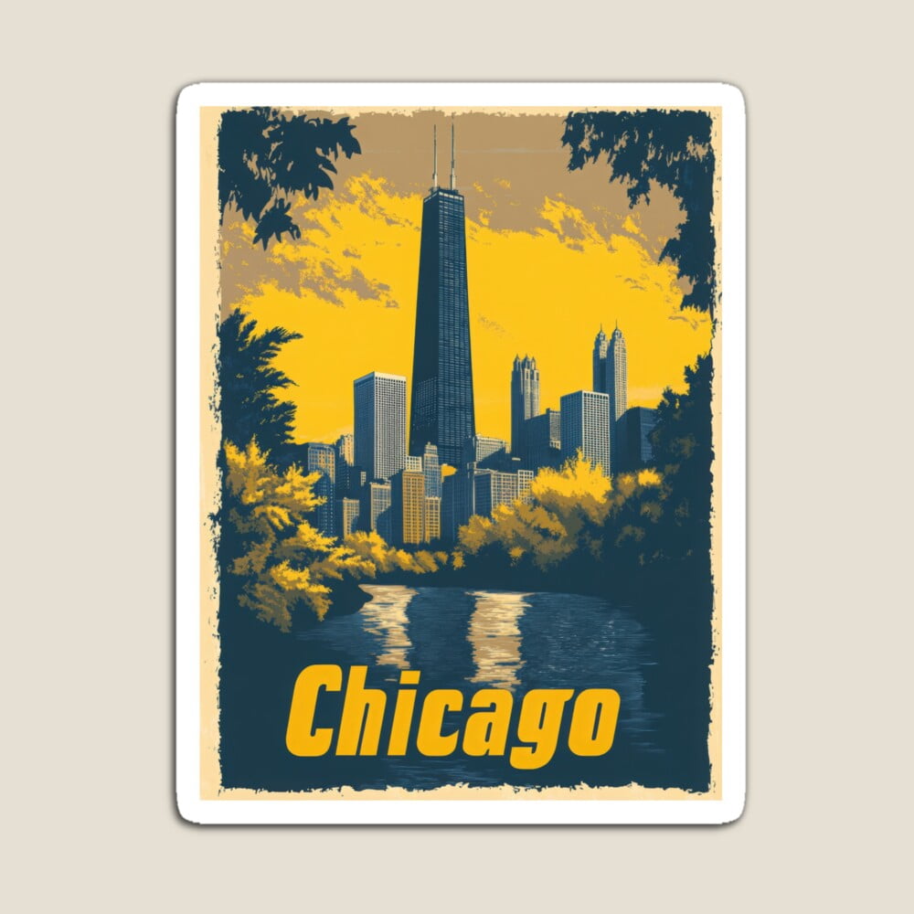 Kira - This Vintage Travel Poster Captures Chicagos Majestic Skyline ...