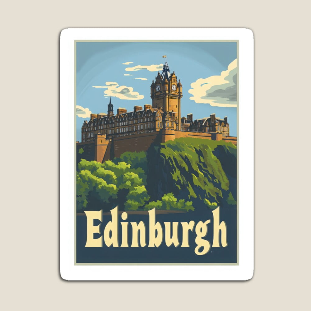Kira - This Vintage Travel Poster Captures Edinburghs Majestic Skyline ...