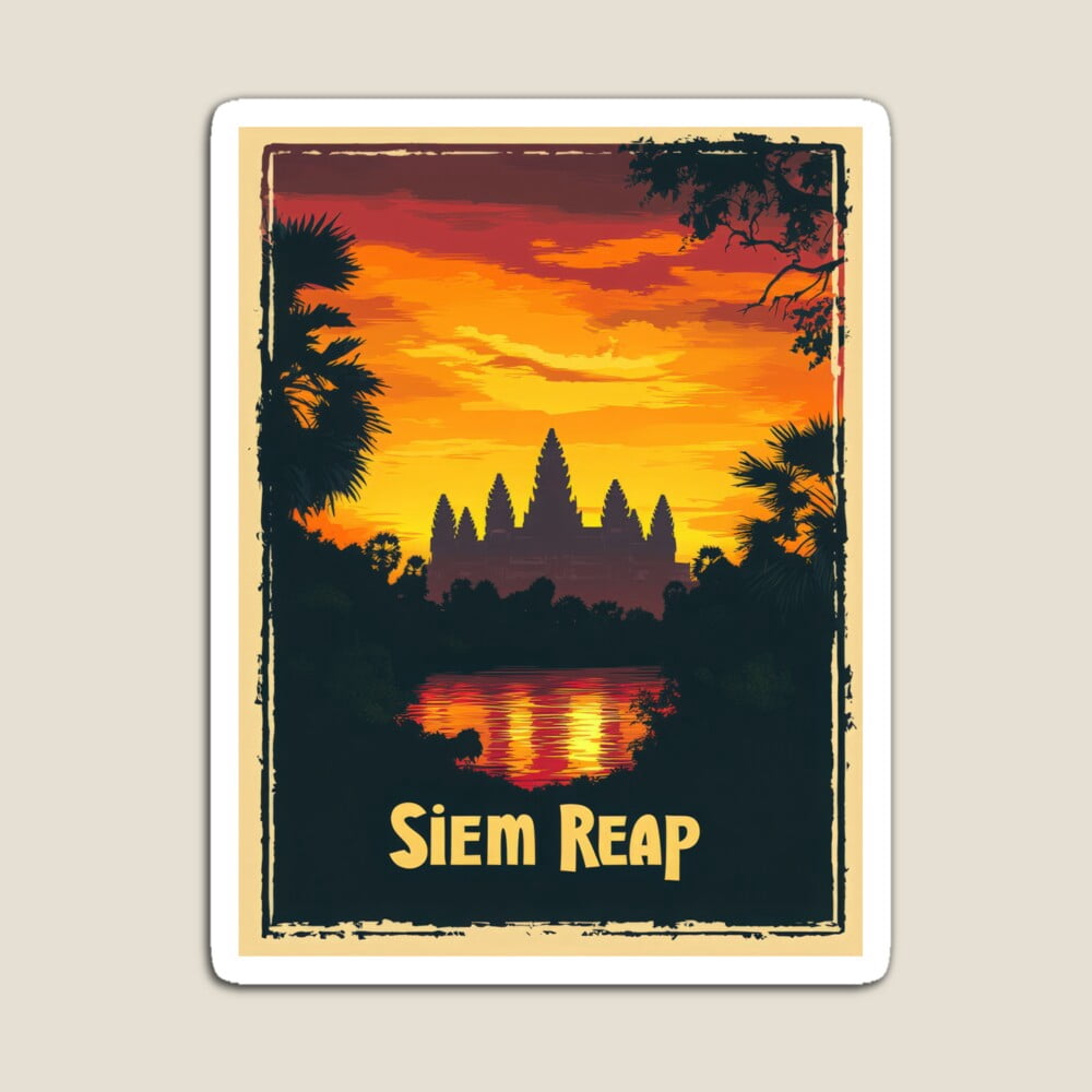 Kira - This Vintage Travel Poster Captures The Iconic Temples Of Siem ...