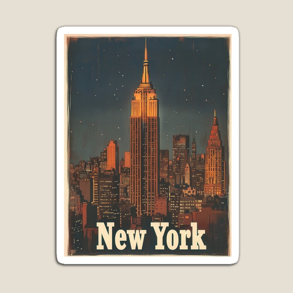 Kira - This Vintage Travel Poster Captures The Vibrant Nightlife Of New York City, Highlighting ...