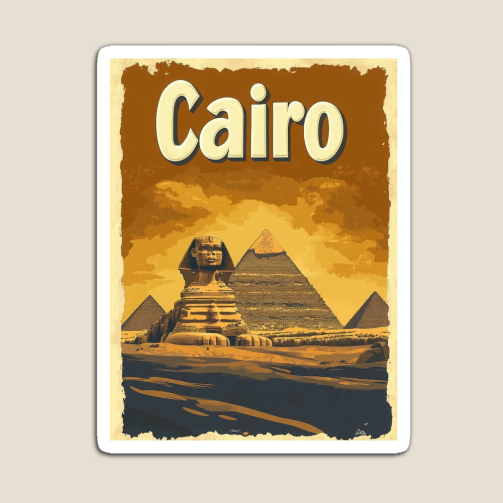 Kira - This Vintage Travel Poster Showcases Cairos Iconic Landscape ...