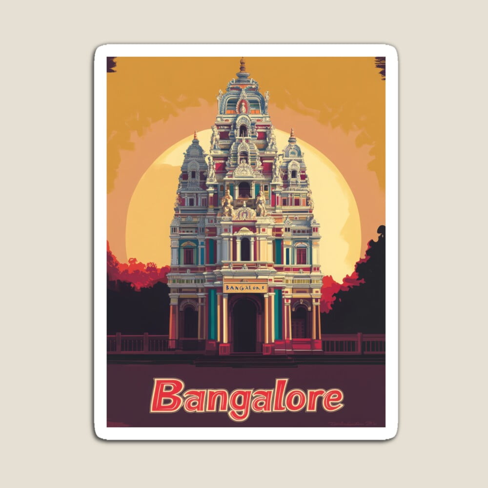 Kira - This Vintage Travel Poster Showcases A Stunning Temple In Bangalore, Highlighting Its ...