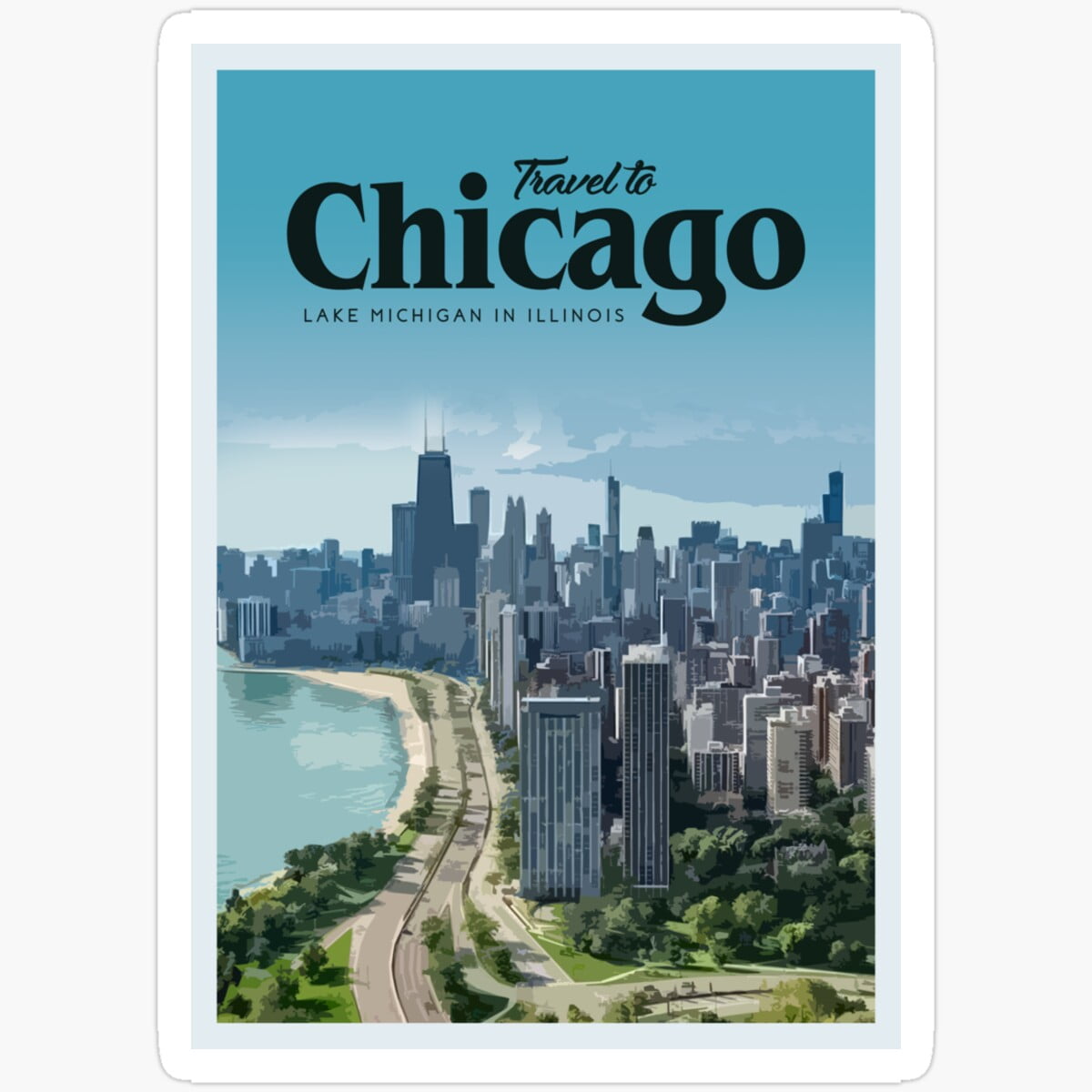 Kira Visit Chicago Sticker Waterproof Sticker for Water Bottles ...