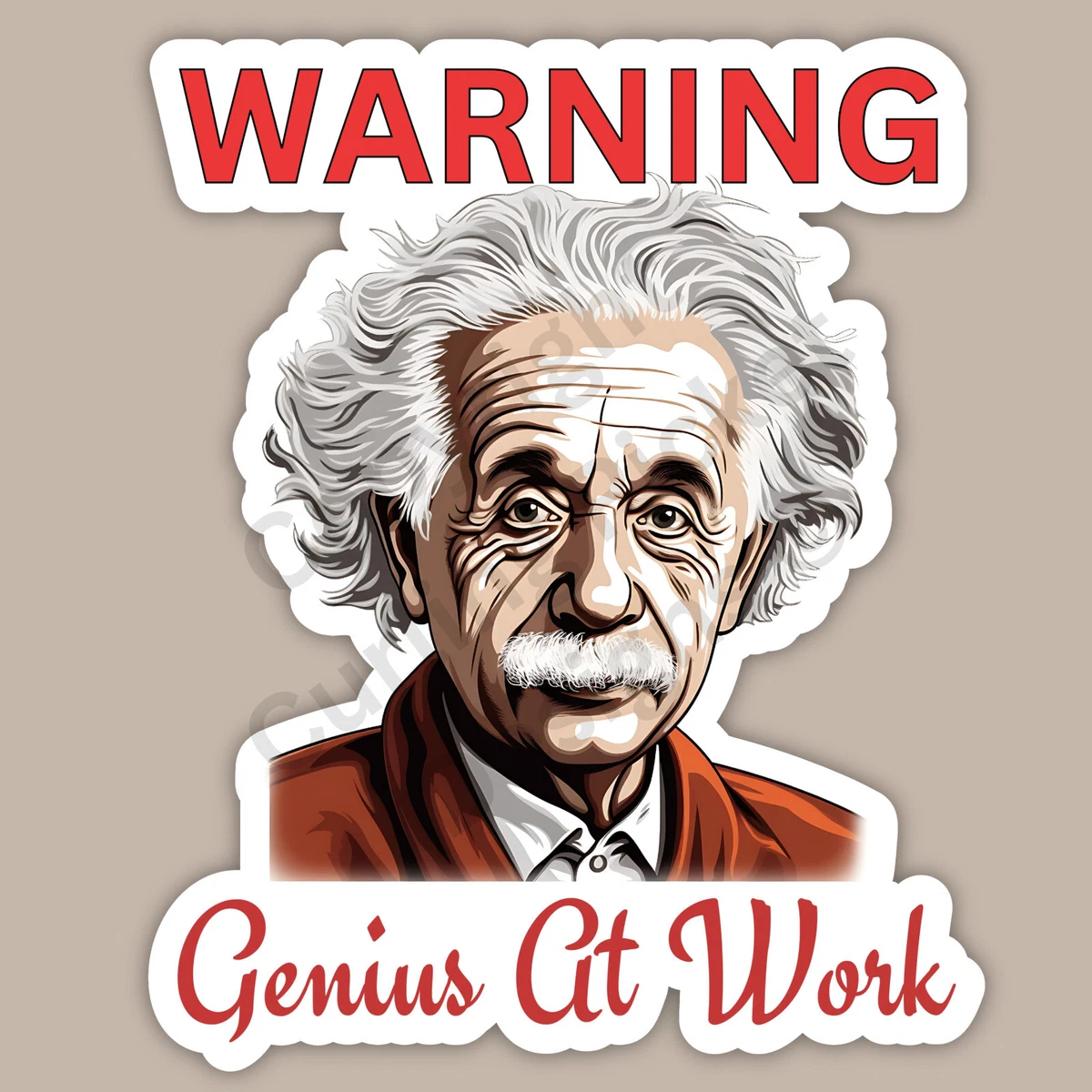 Kira Warning Genius at Work Einstein Funny Vinyl Sticker Waterproof ...