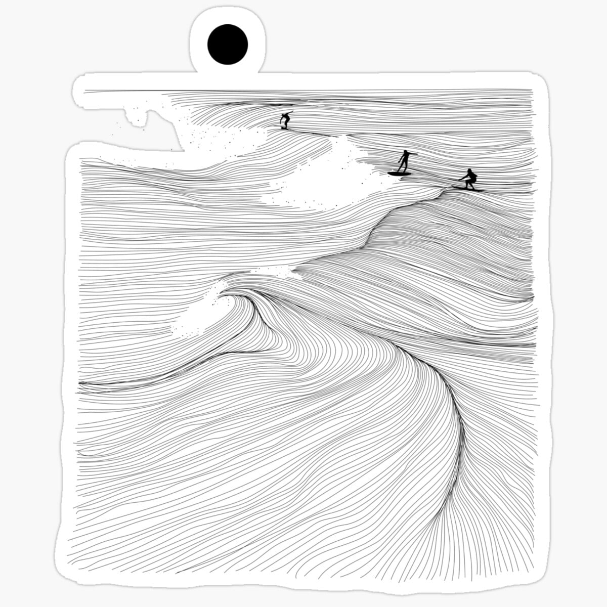 Kira Waves Line Art Sticker Waterproof Sticker for Water Bottles ...