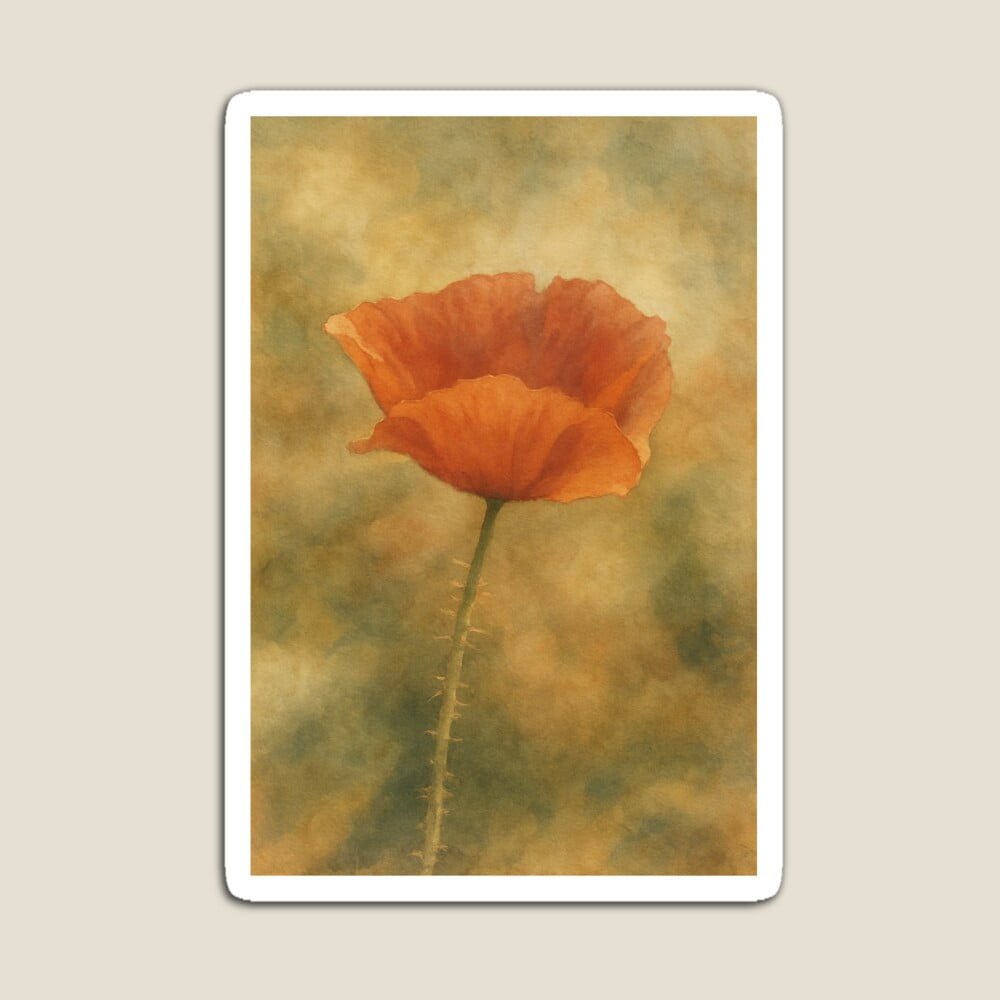 Kira - Wrcolor Fine Art - Red Poppy On Textured Paper Sticker - 5169 ...
