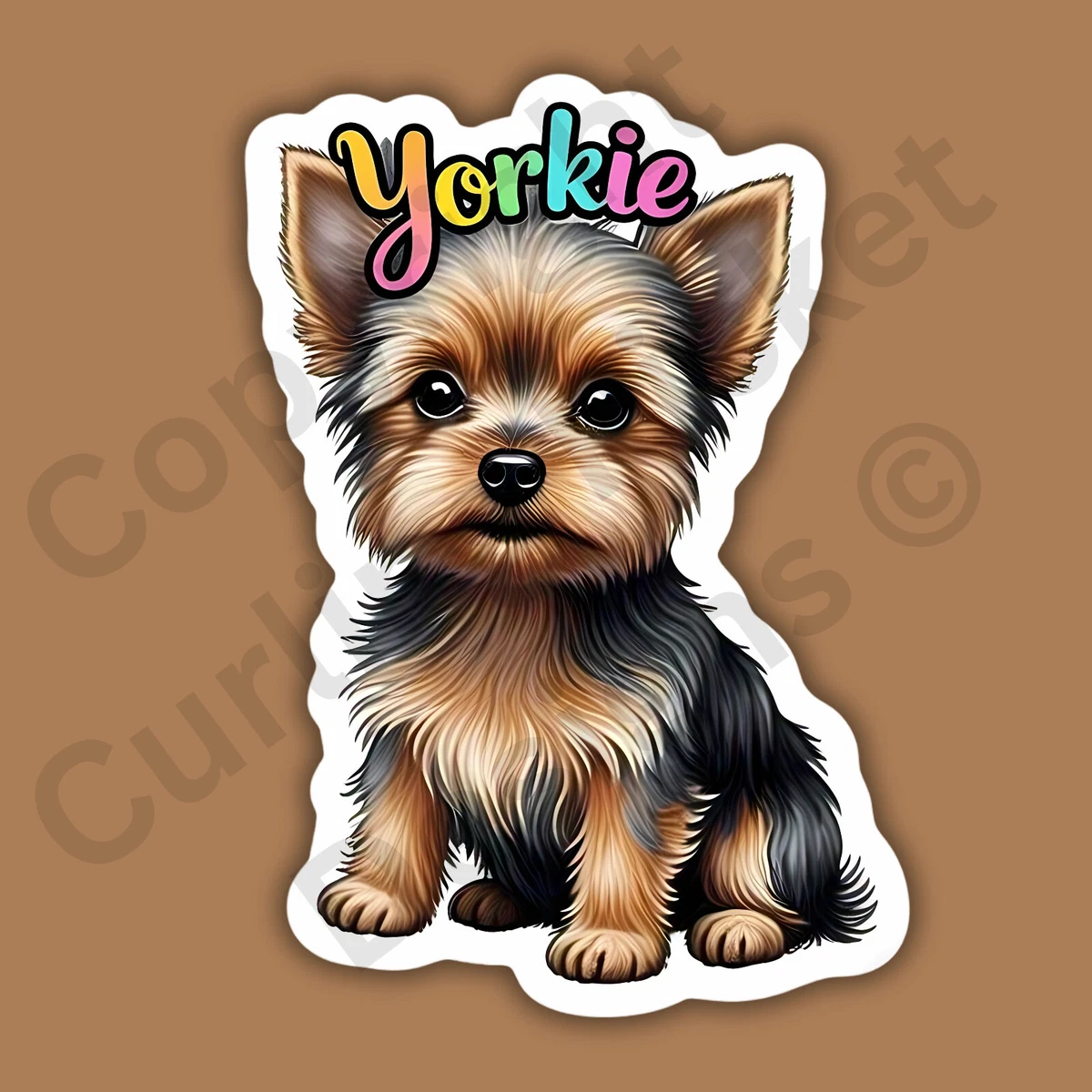 Kira Yorkie Dog Breed Cute Funny Puppy Vinyl Sticker Waterproof Sticker ...