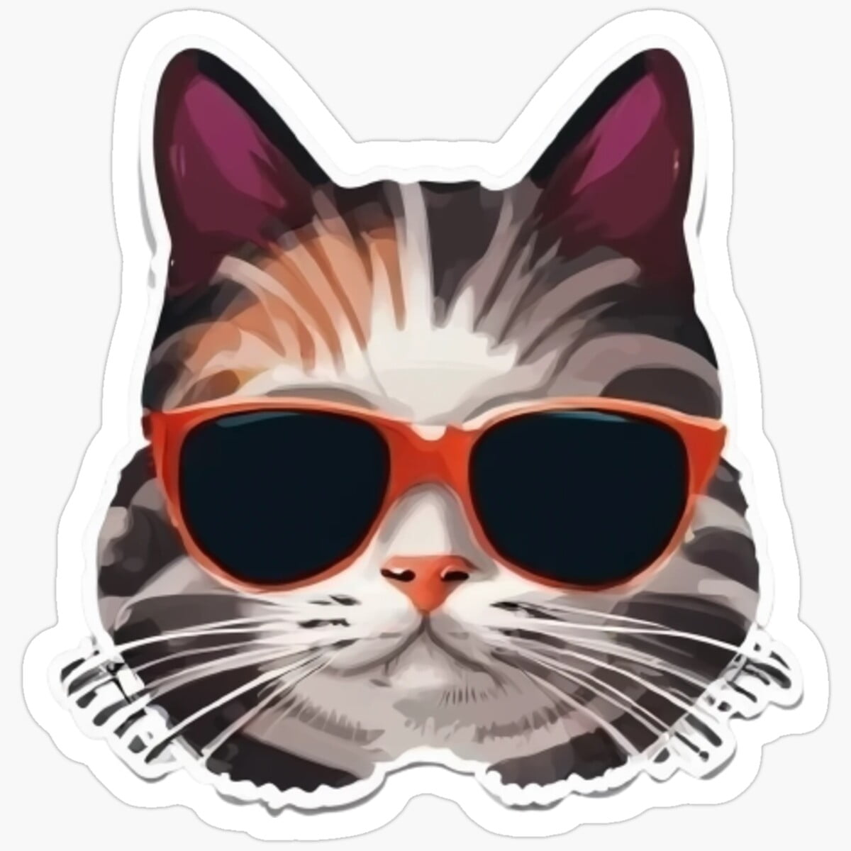 Kira cat wearing sungles Sticker Waterproof Sticker for Water Bottles ...