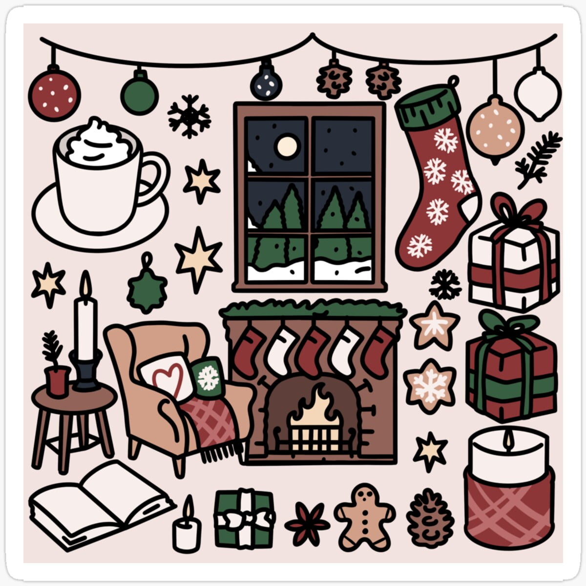 Kira cozy holidays room aesthetic Sticker Waterproof Sticker for Water ...