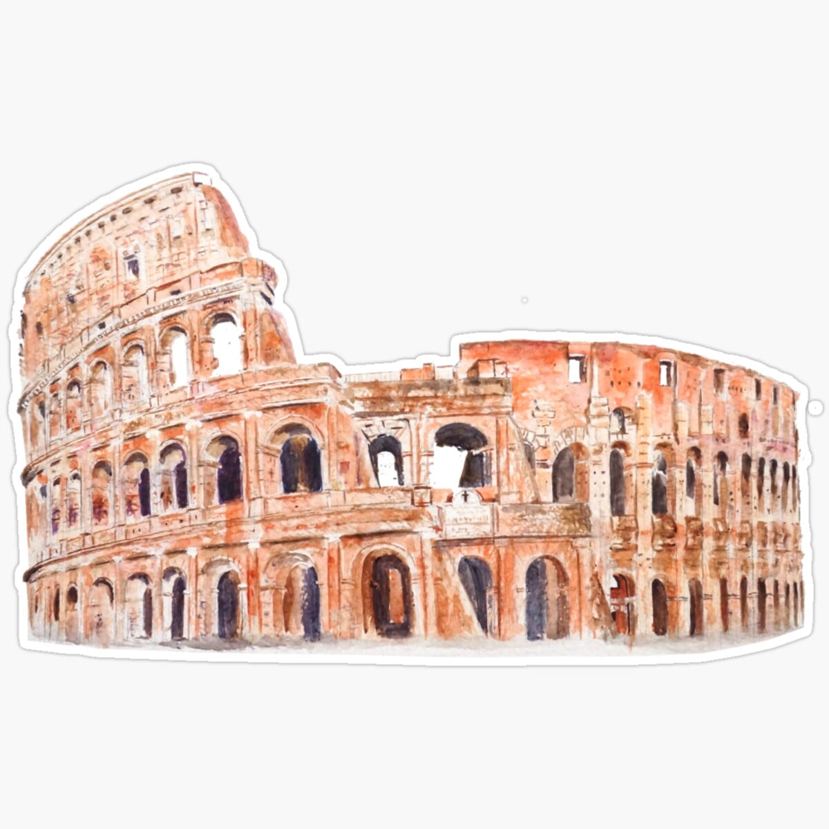 Kira hand painted Italy Rome Colosseum watercolor painting Sticker ...
