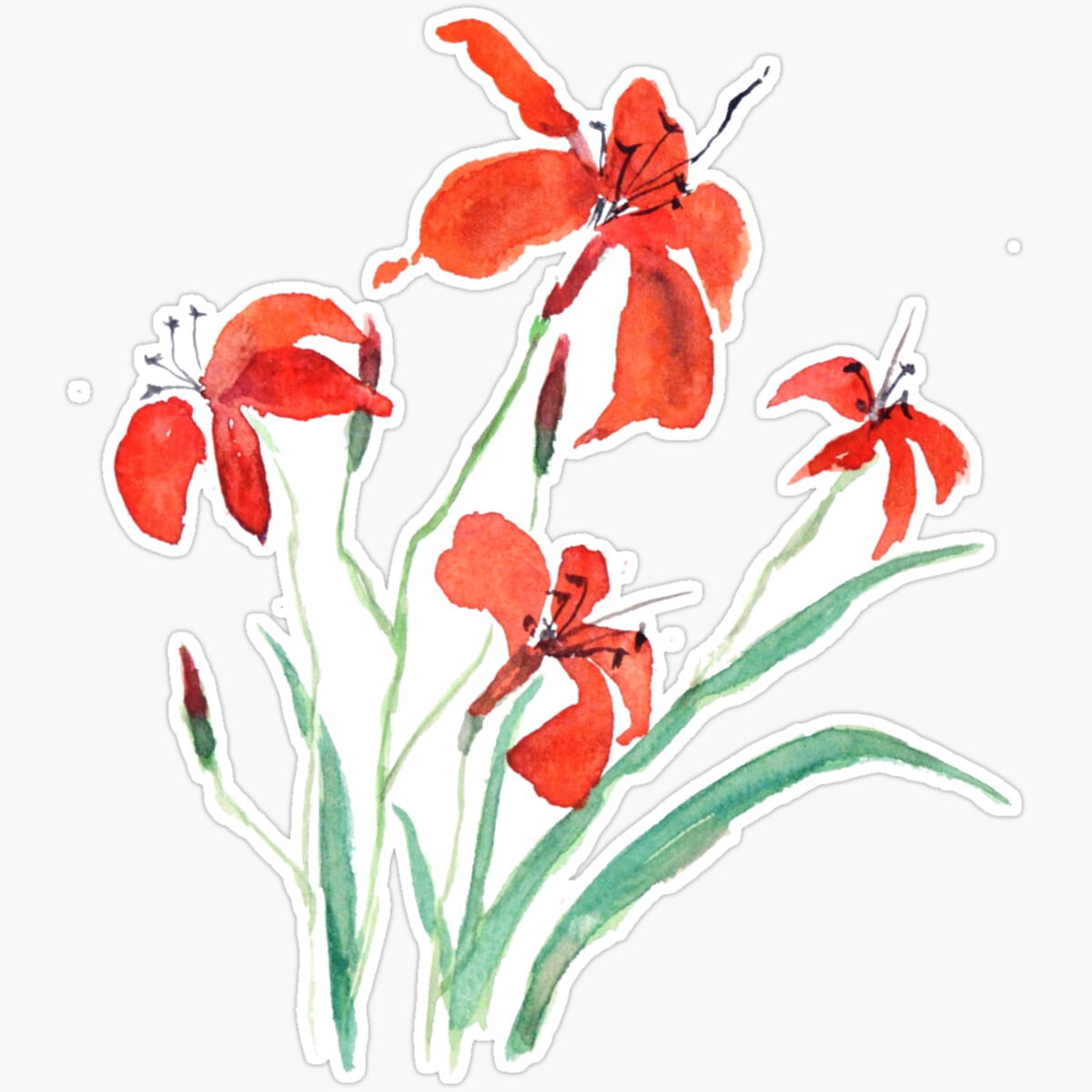 Kira hand painted orange day lily Sticker Decorative Laptop, Phone ...