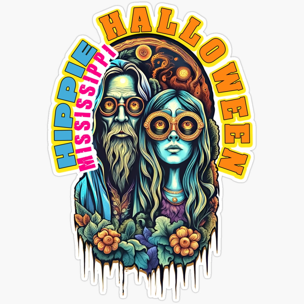 Kira hippie halloween missisippi pun retro design Sticker Decorative ...