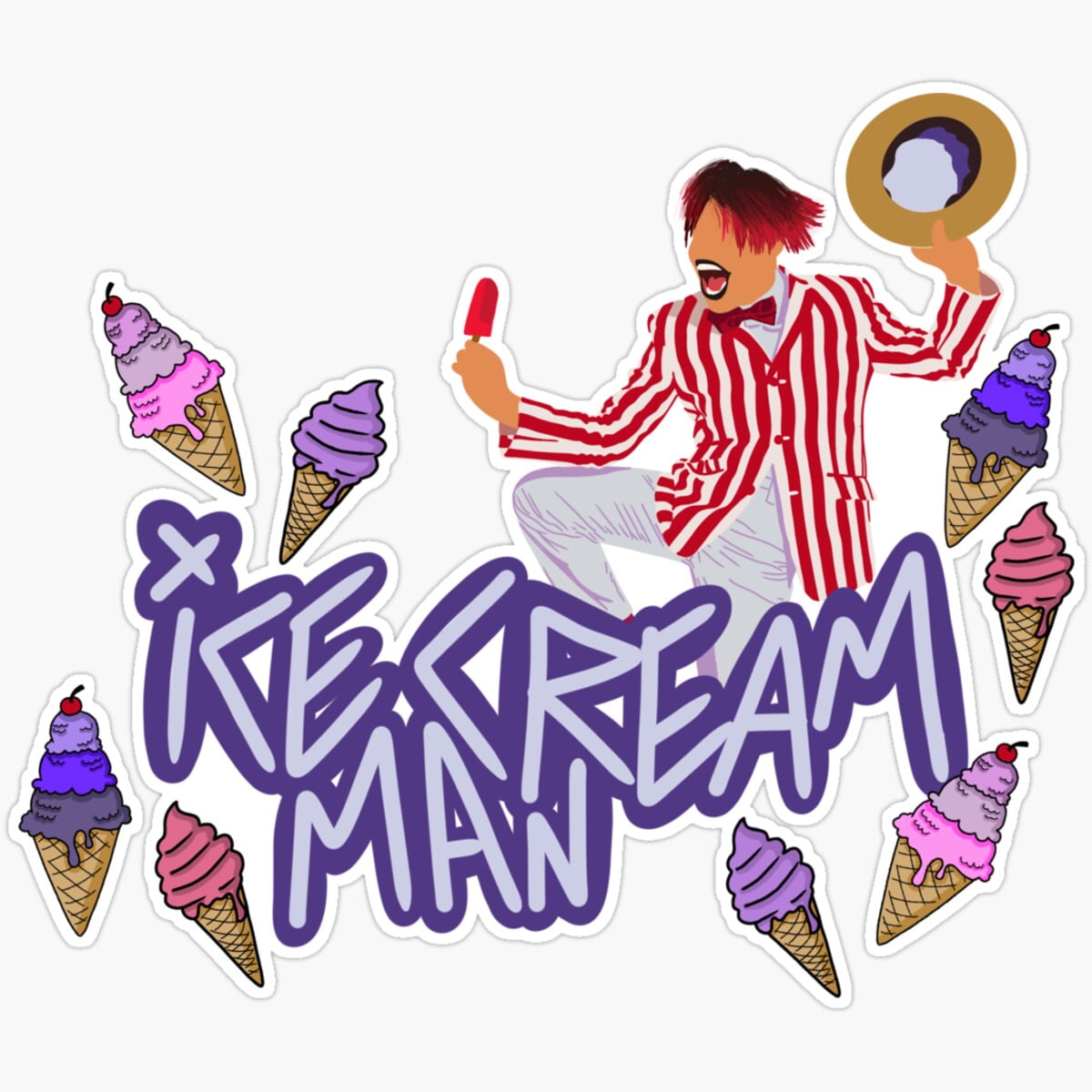 Kira ice cream man Sticker Decorative Laptop, Phone Stickers ...