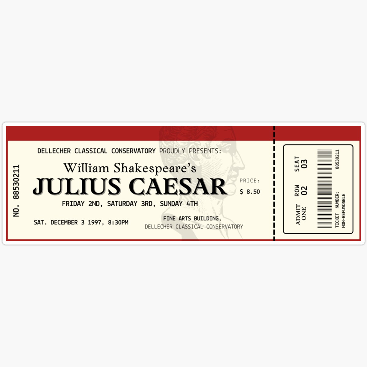 Kira if we were villains, caesar ticket Sticker Decorative Laptop ...