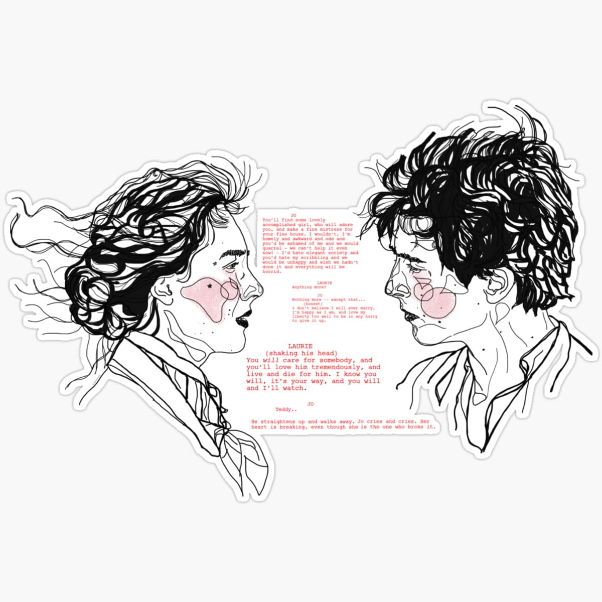 Kira jo and laurie // little women script Sticker Decorative Laptop ...