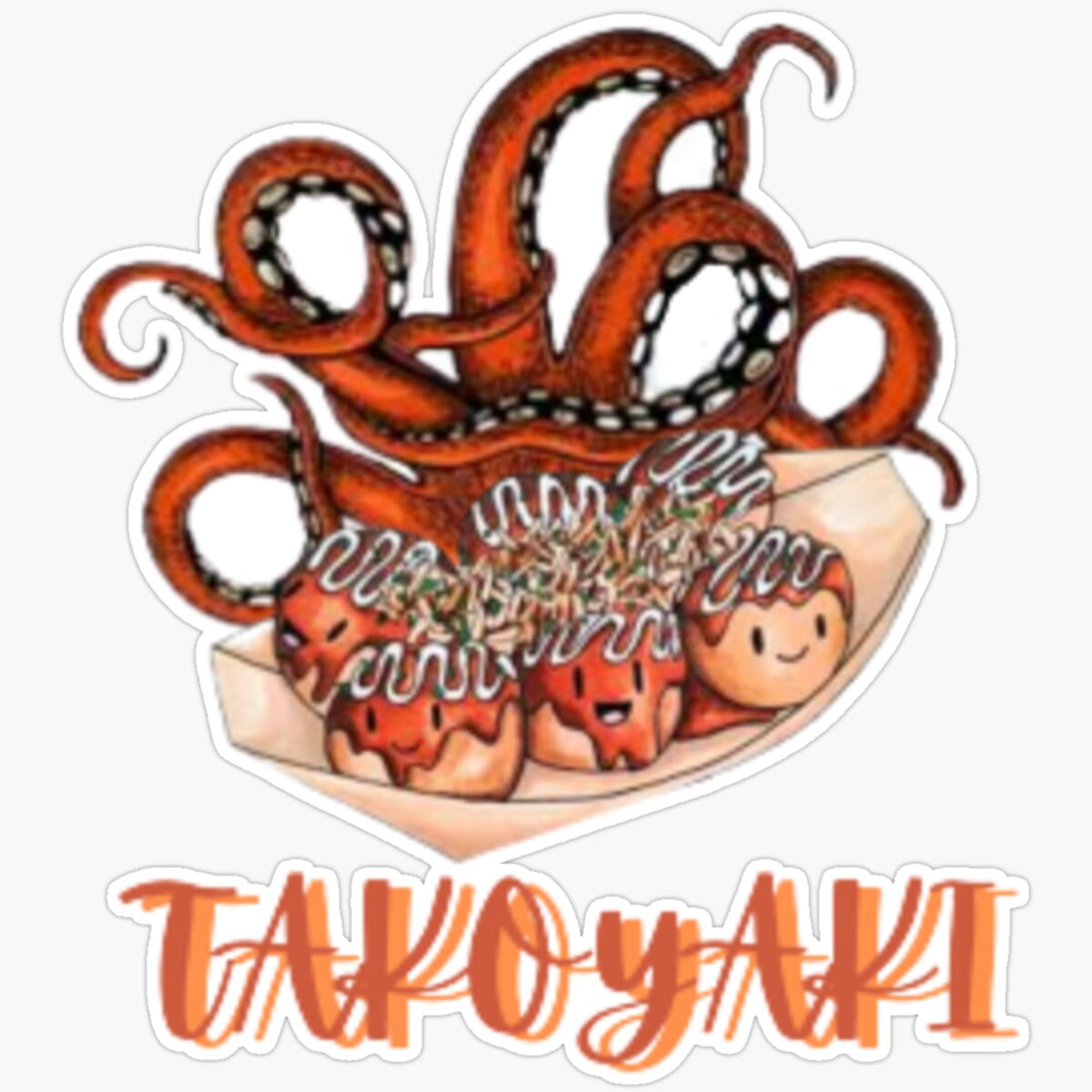 Kira kawaii takoyaki cute japanese food , Japan , japanese food Sticker ...