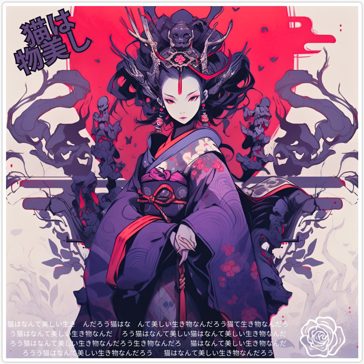 Kira kimono red anime girl lady Sticker Decorative Laptop, Phone ...