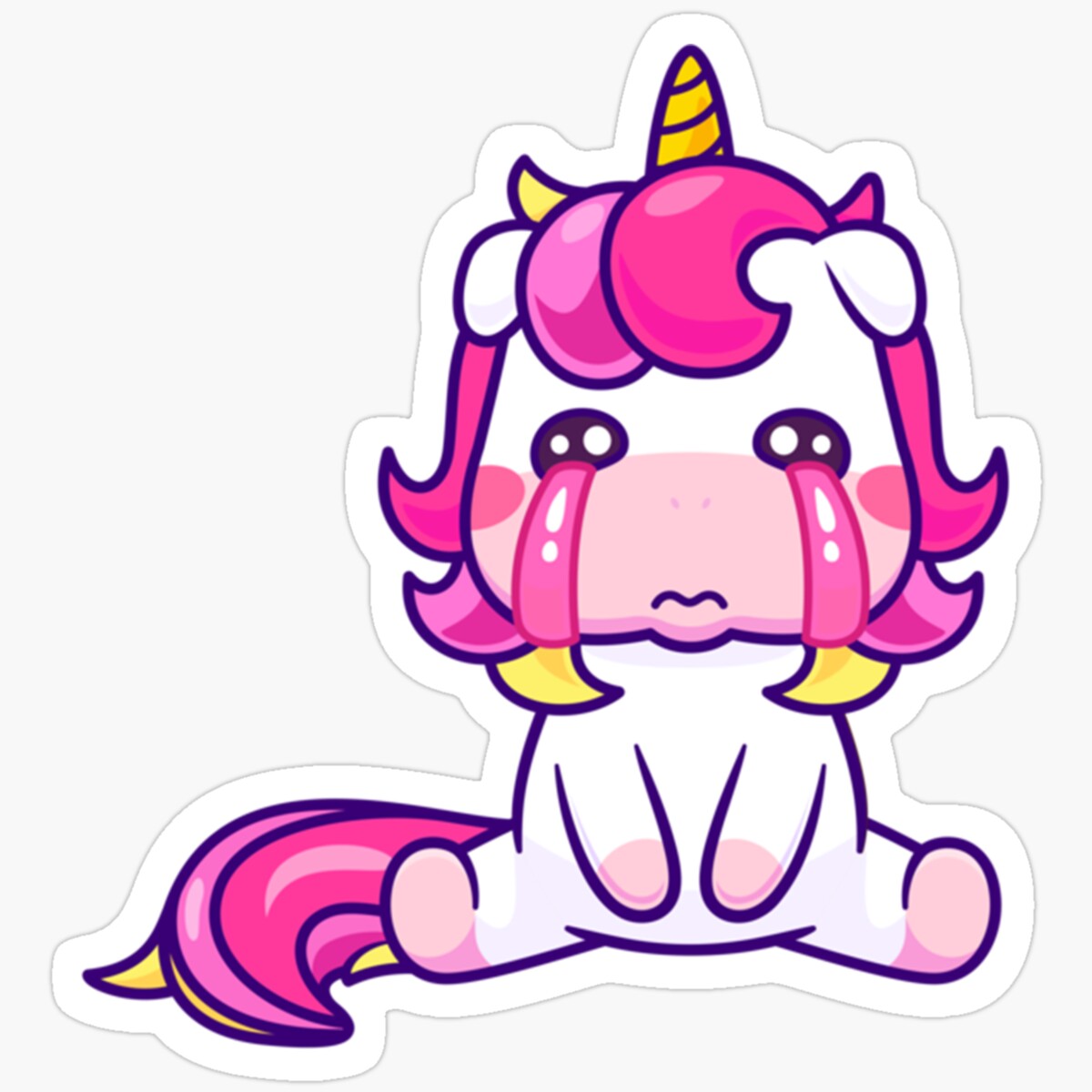 Kira pinky cute crying kawaii unicorn Sticker Waterproof Sticker for ...