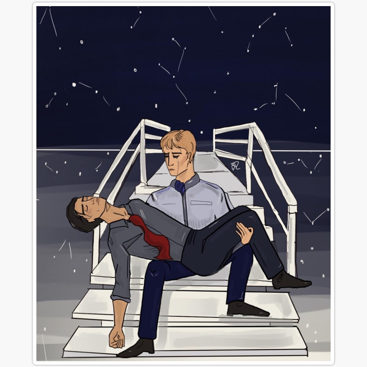 Kira If we were villains - Oliver and James Line Art Sticker Decorative ...